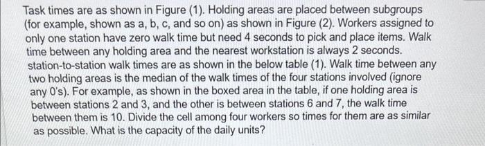 Solved Task times are as shown in Figure (1). Holding areas | Chegg.com
