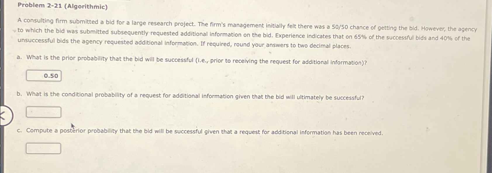 Solved Problem 2-21 (Algorithmic)A consulting firm submitted | Chegg.com