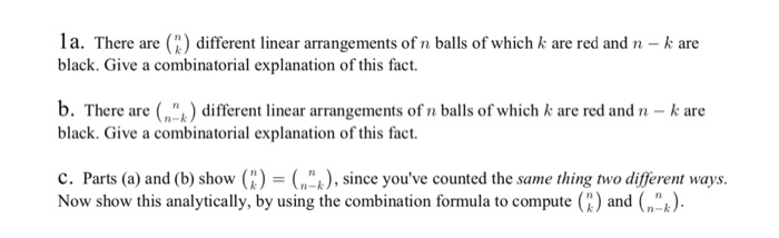 Solved la. There are ( different linear arrangements of n | Chegg.com