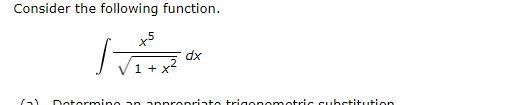 Solved Consider the following function.∫﻿﻿x51+x22dx | Chegg.com