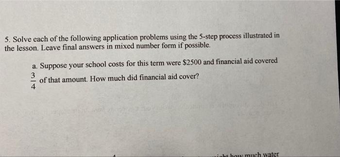 Solved 5. Solve each of the following application problems | Chegg.com