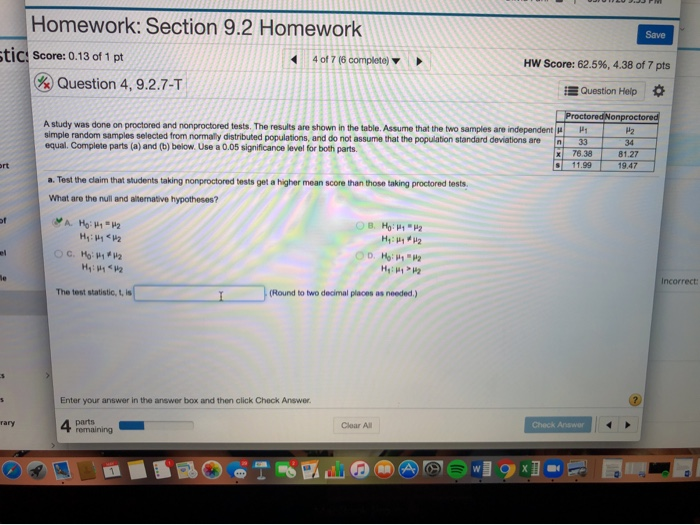 Solved Save Homework Section 9 2 Homework Stic Score 0 13