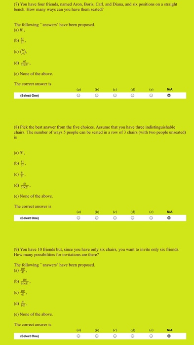 Solved (1) Pick the best answer from the five choices. Which | Chegg.com