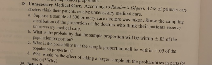 Solved 38. Unnecessary Medical Care. According to Reader's | Chegg.com