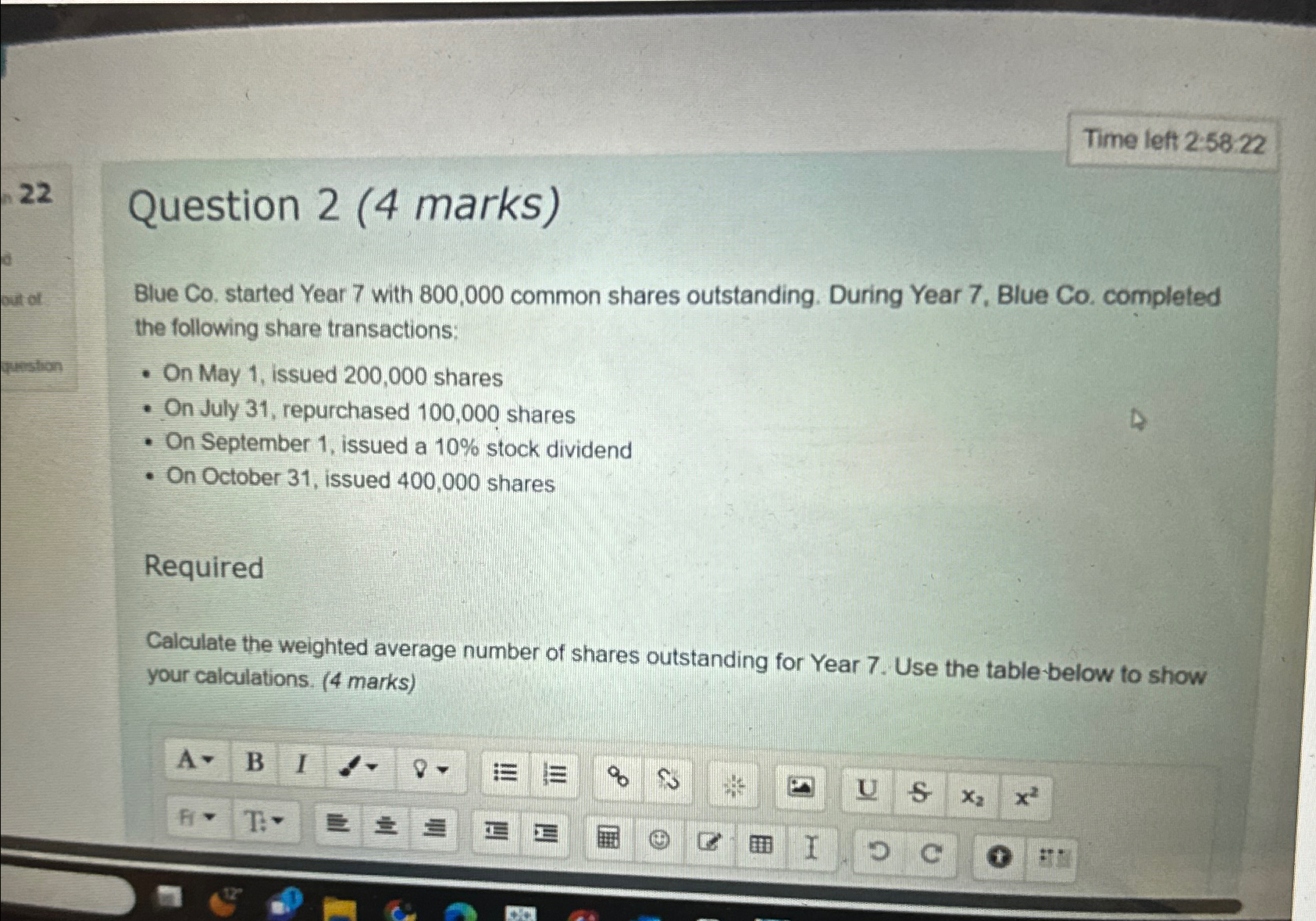 Solved Time left 2:58.2222Question 2 (4 ﻿marks)Blue Co. | Chegg.com