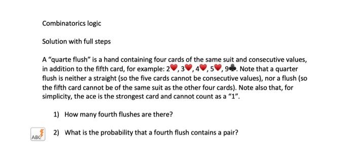 Solved Combinatorics logic Solution with full steps A | Chegg.com