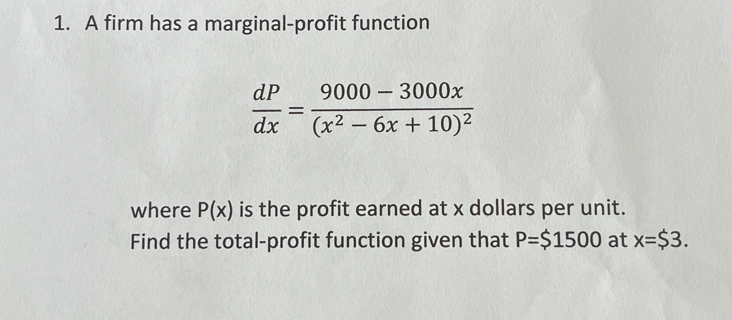 Solved A firm has a marginal-profit | Chegg.com
