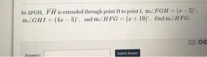 Solved In FGH,FH is extended through point H to point | Chegg.com