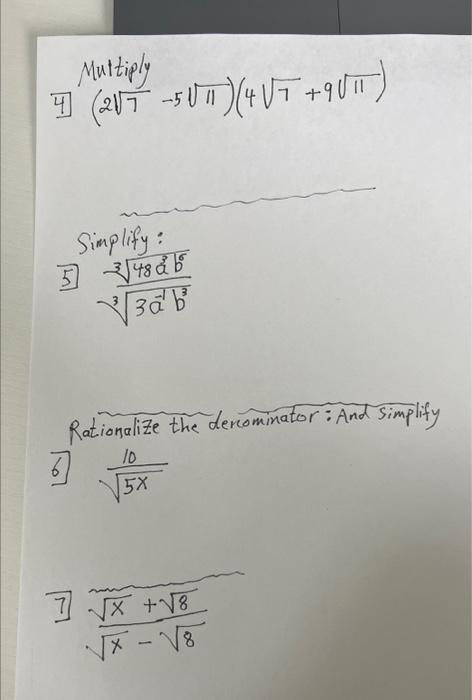 Solved 4] (27−511)(47+911) Simplify: 5] 33a−1b3348a3b6 | Chegg.com