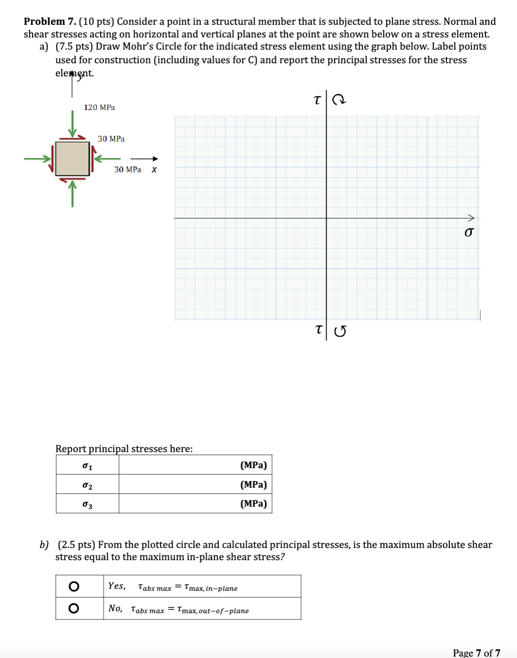 Solved Problem 7. (10 ﻿pts) ﻿Consider a point in a | Chegg.com