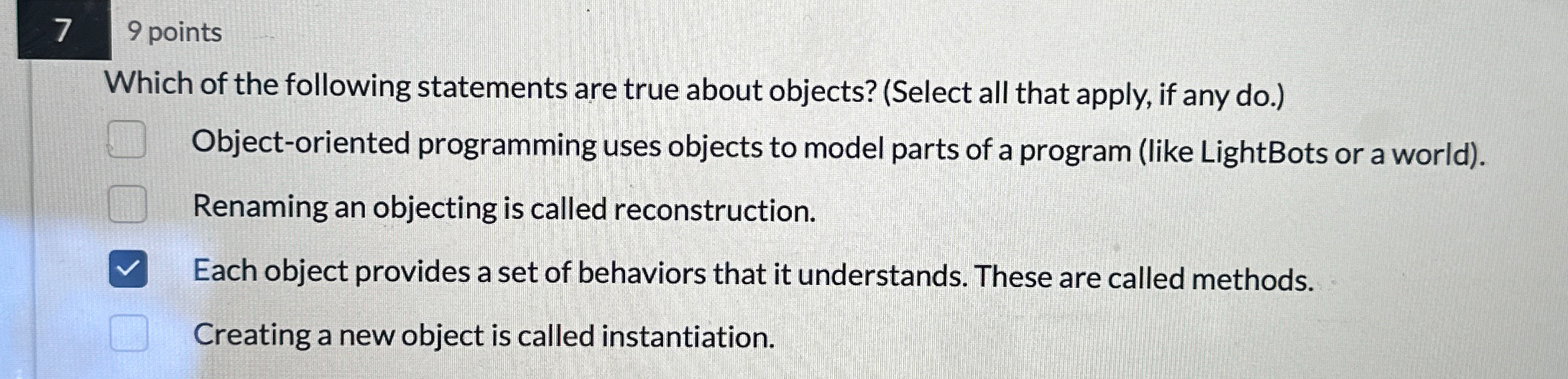 Solved 7 9 ﻿pointsWhich of the following statements are true | Chegg.com