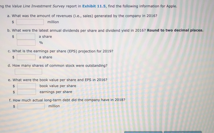 Solved ng the Value Line Investment Survey report in Exhibit | Chegg.com