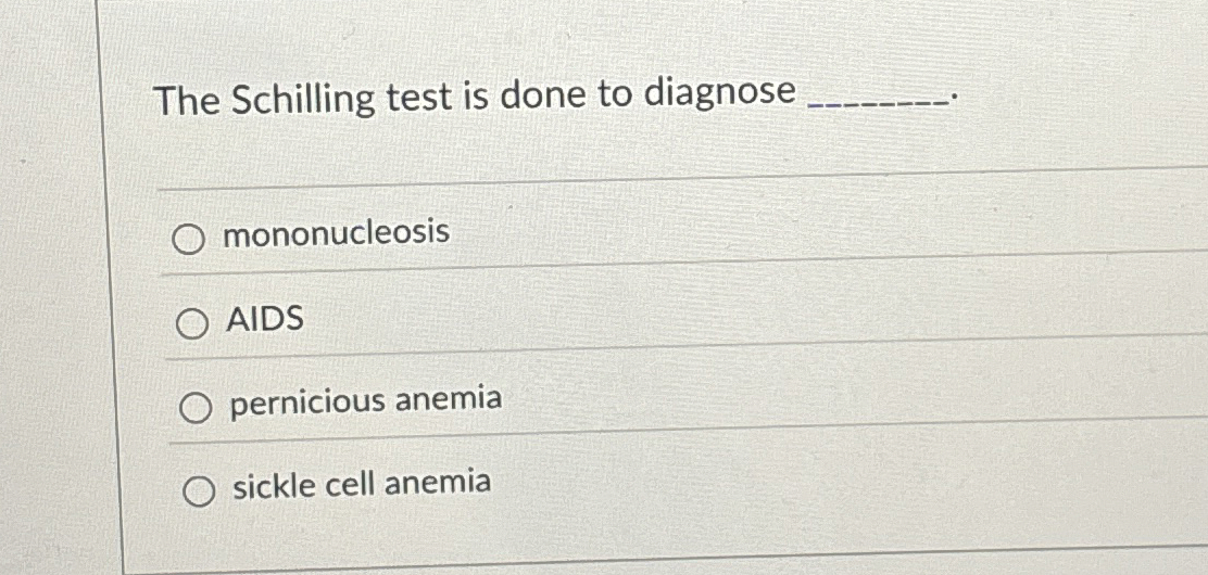 Solved The Schilling test is done to | Chegg.com