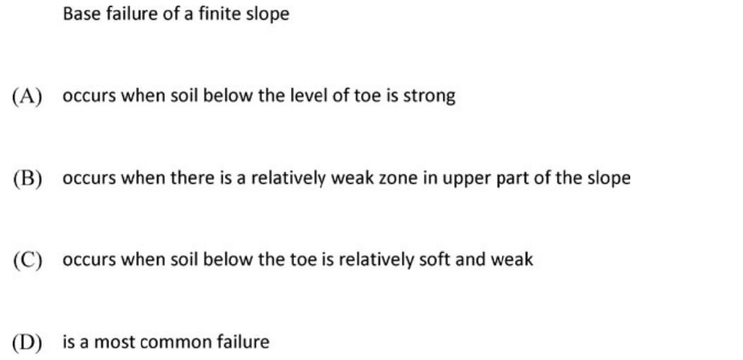Solved Base failure of a finite slope (A) occurs when soil | Chegg.com