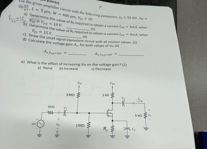 Solved ints) for the given amplifier circuit with the | Chegg.com Solved ints) for the given amplifier circuit with the | Chegg.com