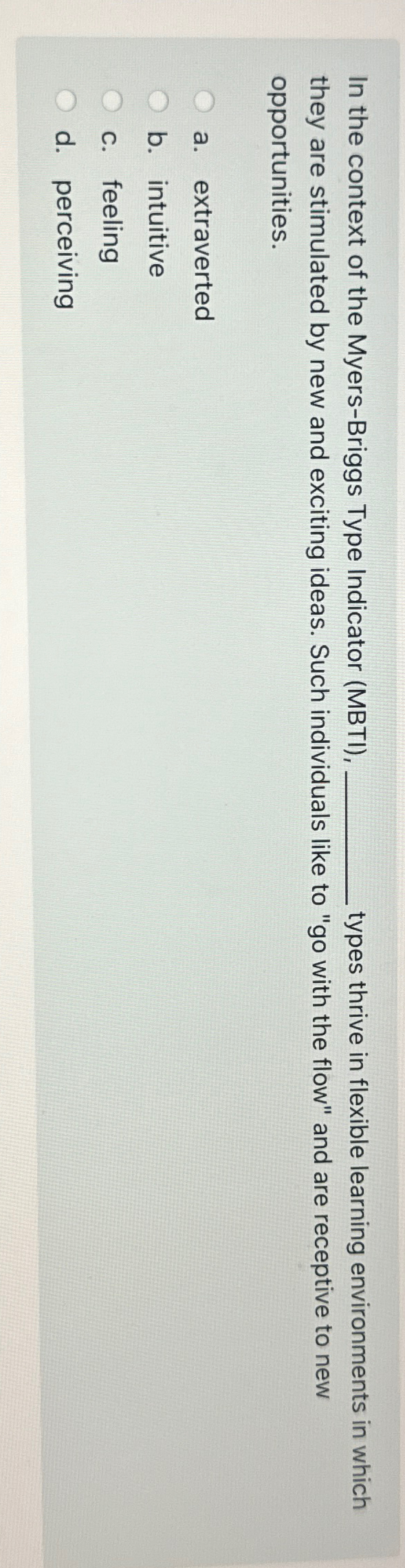 Solved In the context of the Myers-Briggs Type Indicator | Chegg.com