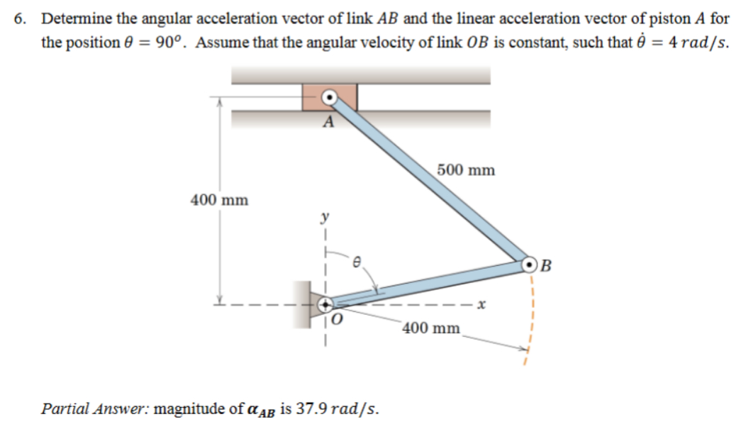 Solved Determine the angular acceleration vector of link AB | Chegg.com