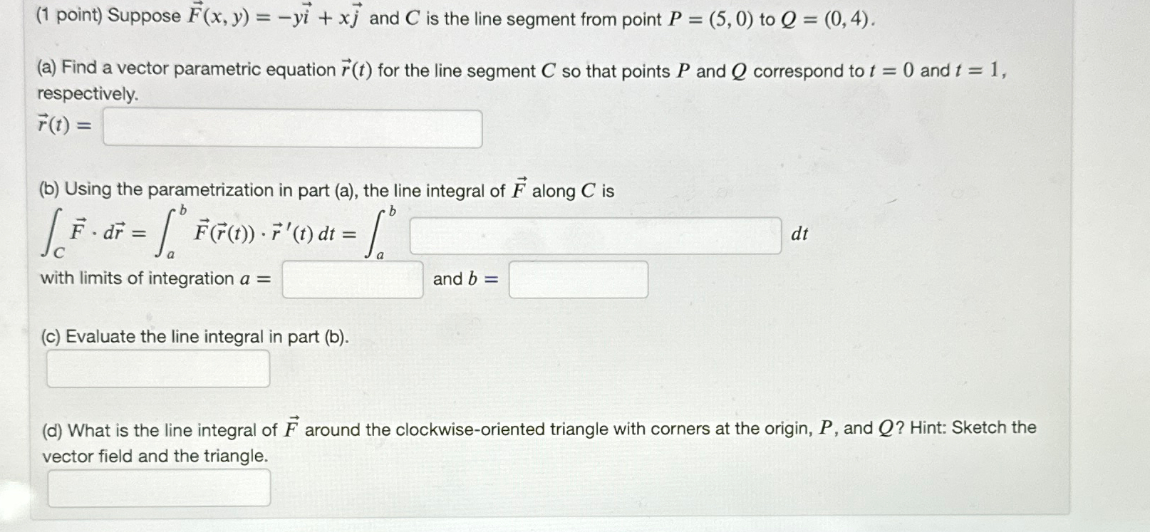Solved 1 ﻿point ﻿suppose Vec F X Y Yvec I Xvec J ﻿and