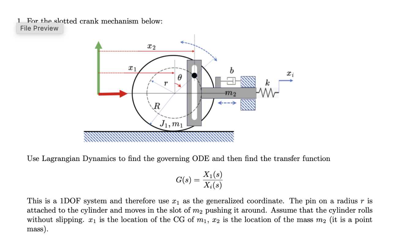 Solved 1 ﻿For the slotted crank mechanism below:File | Chegg.com