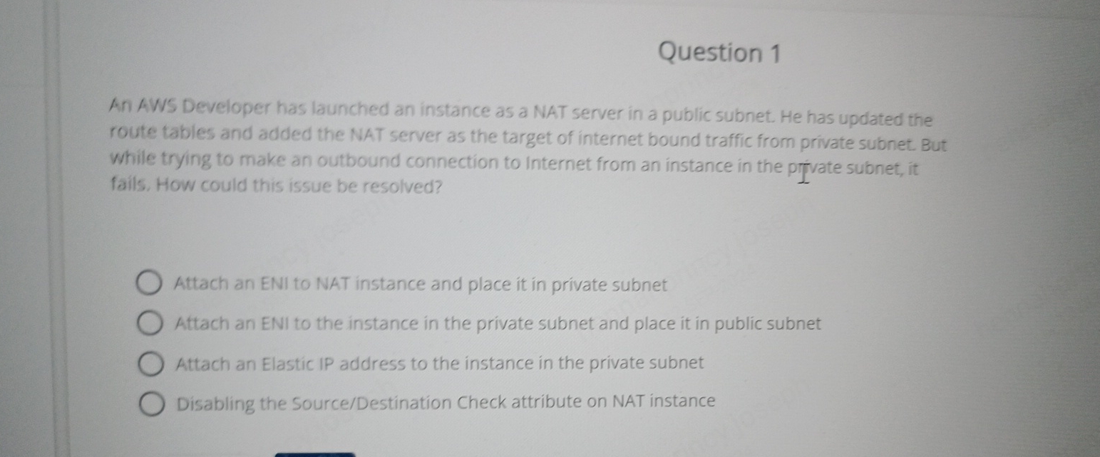 Solved Question 1An AWS Developer has launched an instance | Chegg.com