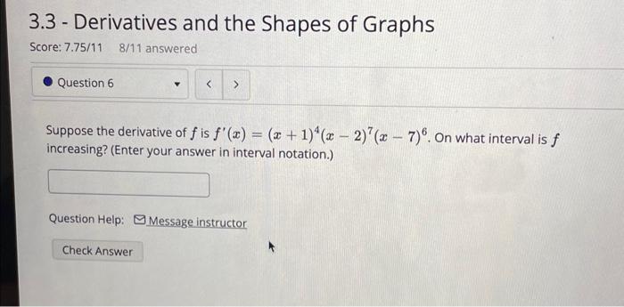 Solved 3.3 - Derivatives and the Shapes of Graphs Score: | Chegg.com