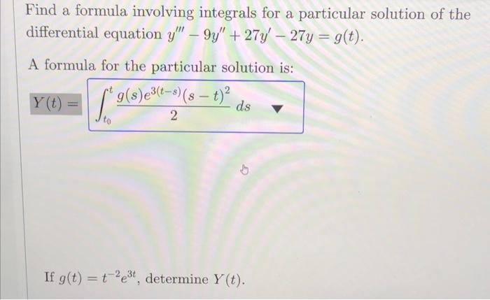 Solved Find a formula involving integrals for a particular | Chegg.com