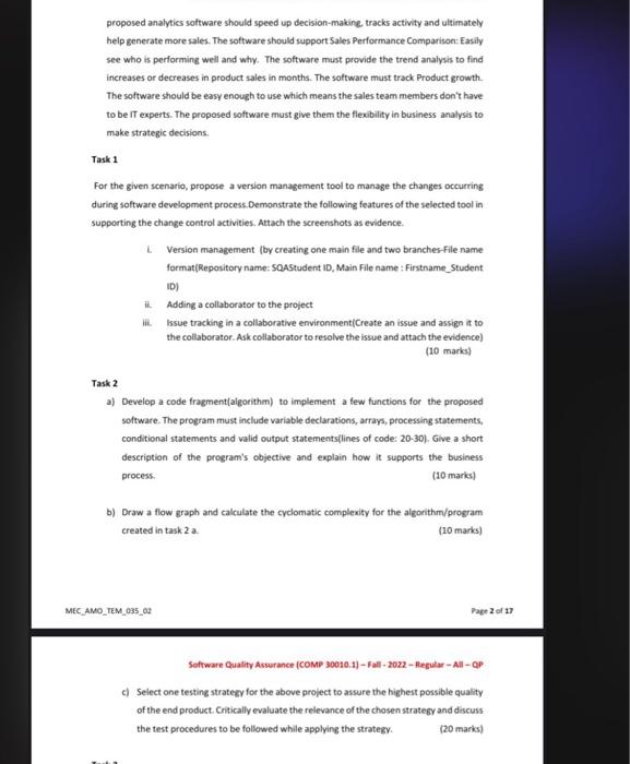 Solved proposed analytics software should speed up | Chegg.com