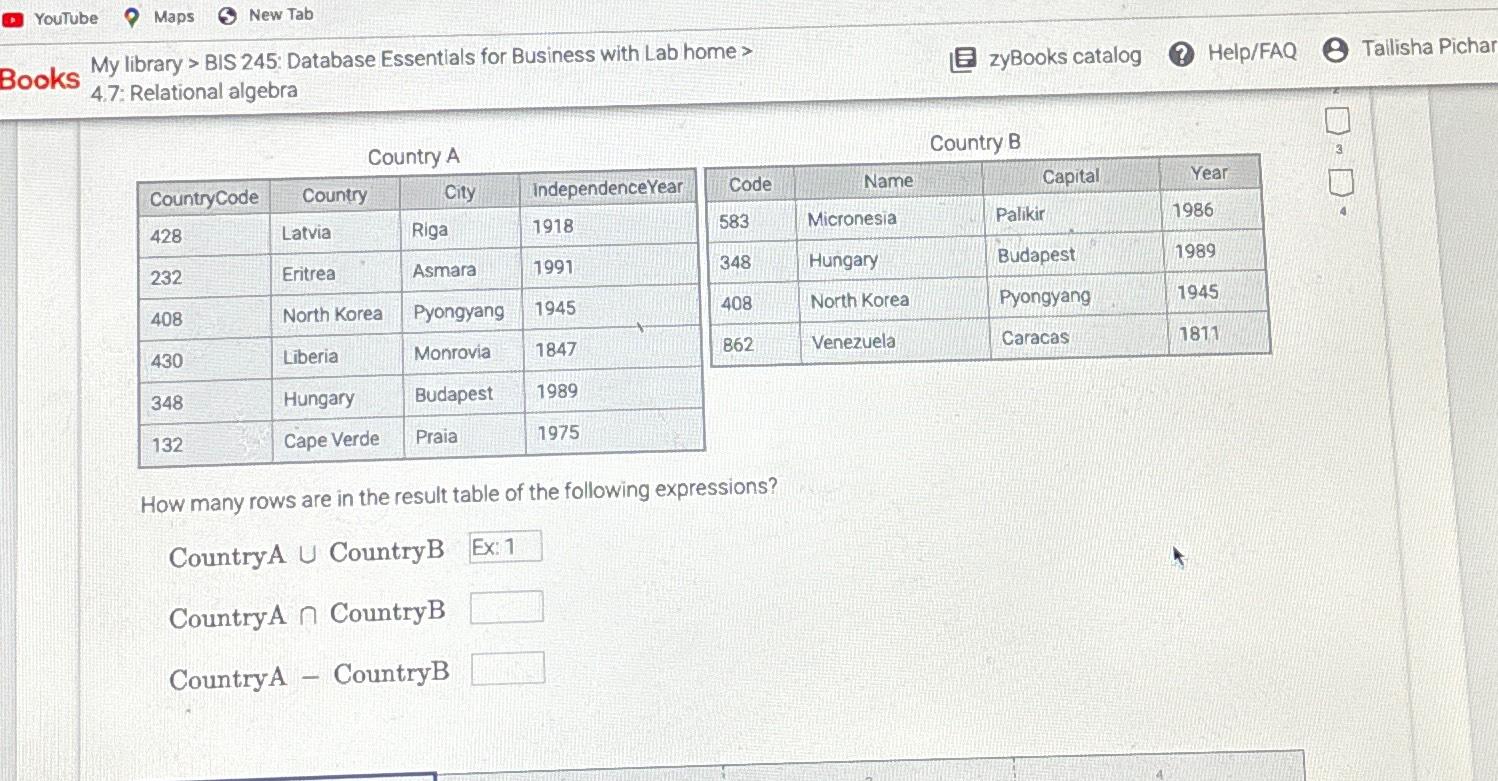 Solved YouTubeMapsNew TabBooks My library > ﻿BIS 245: | Chegg.com