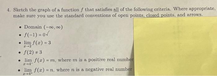 Solved 4. Sketch the graph of a function f that satisfies | Chegg.com