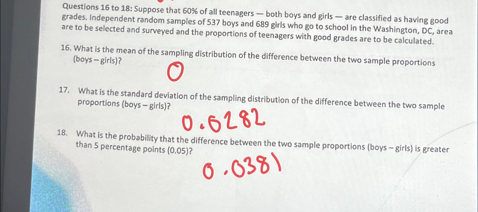 Solved Questions 16 ﻿to 18: Suppose that 60% ﻿of all | Chegg.com