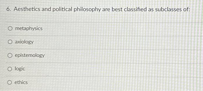 6. Aesthetics and political philosophy are best | Chegg.com