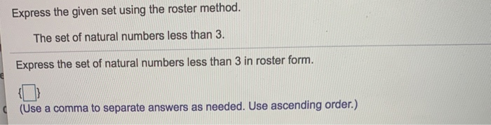 Solved Express the given set using the roster method. The | Chegg.com