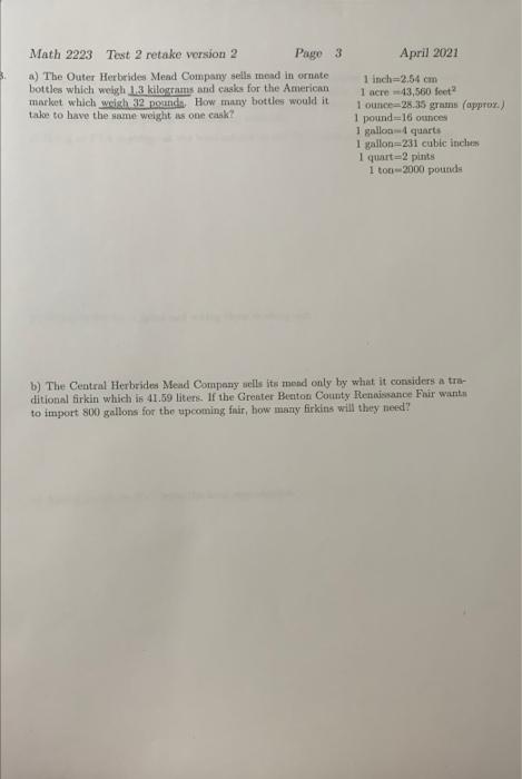 Solved a) The Outer Herbrides Mead Company sells moad in | Chegg.com