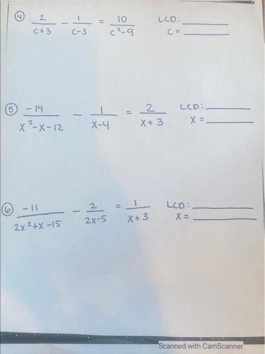 Solved Solve each rational equation and list the LCD. Circle | Chegg.com