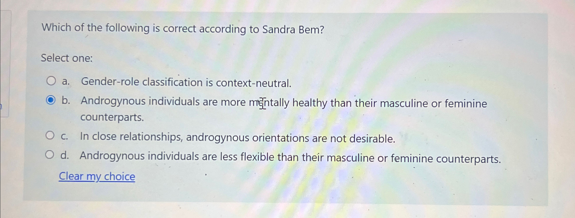 Solved Which of the following is correct according to Sandra | Chegg.com