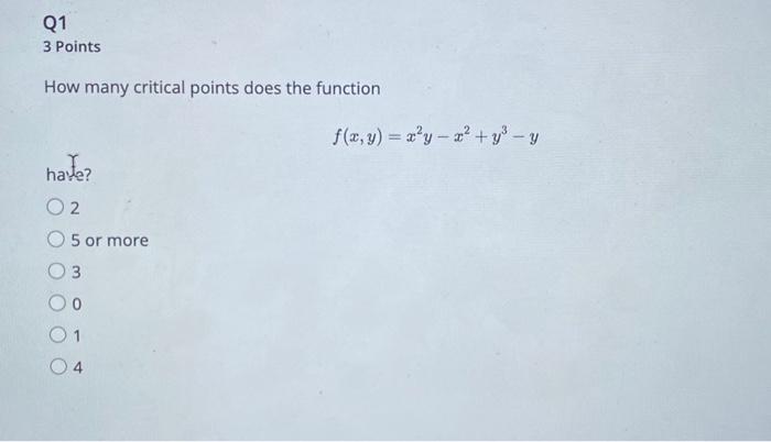 Solved Q1 3 Points How many critical points does the | Chegg.com