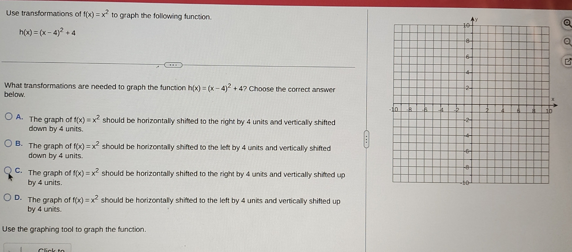 Solved Use transformations of f(x)=x2 ﻿to graph the | Chegg.com