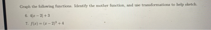Solved Graph the following functions. Identify the mother | Chegg.com