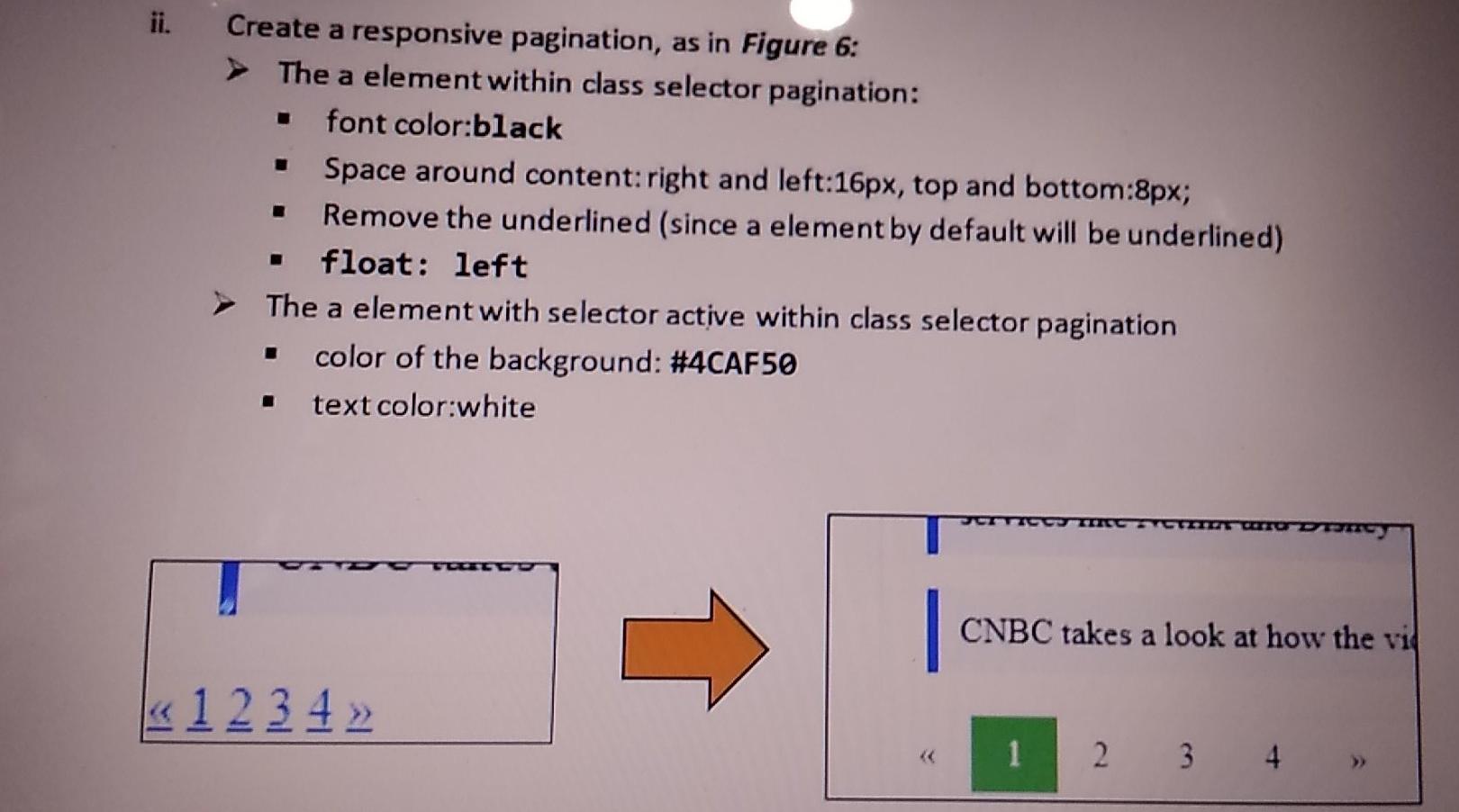 Solved Create a responsive pagination, as in Figure 6: The | Chegg.com