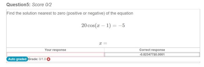 Solved Find the solution nearest to zero (positive or | Chegg.com
