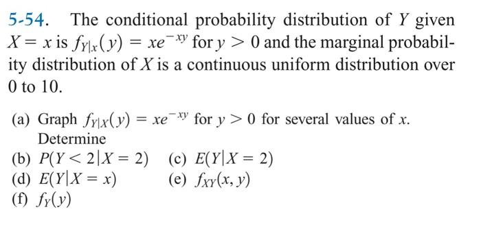 Solved 5-54. The conditional probability distribution of Y | Chegg.com