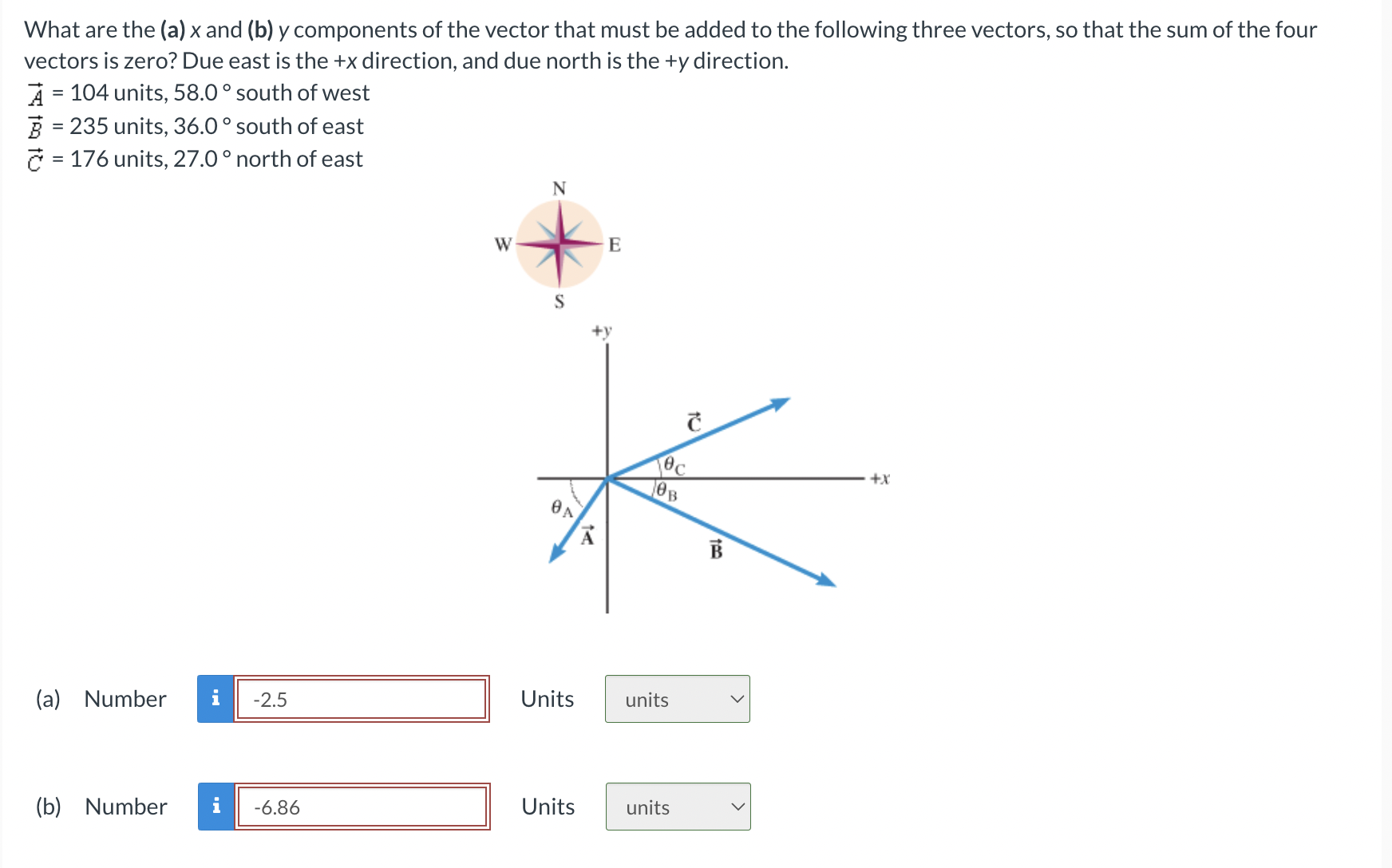 Solved What are the (a) x ﻿and (b) y ﻿components of the | Chegg.com