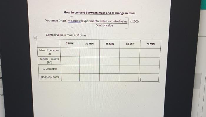 How to convert between mass and % change in mass % | Chegg.com