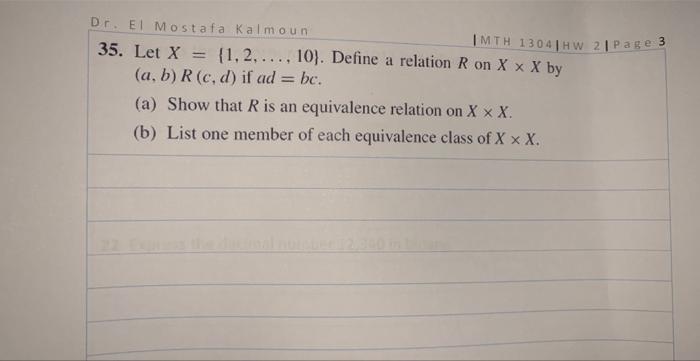 Solved 5. Let X={1,2,…,10}. Define a relation R on X×X by | Chegg.com Solved 5. Let X={1,2,…,10}. Define a relation R on X×X by | Chegg.com