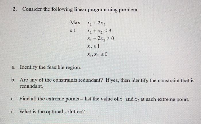 Solved Consider the following linear programming problem: | Chegg.com