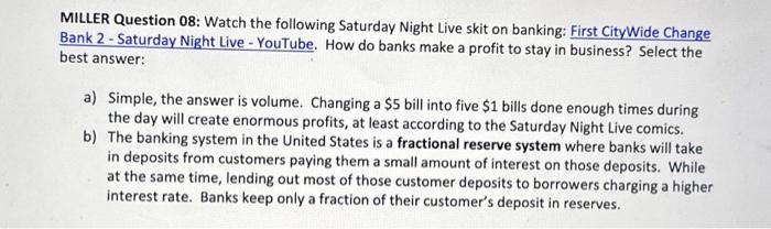 Solved MILLER Question 08: Watch the following Saturday | Chegg.com