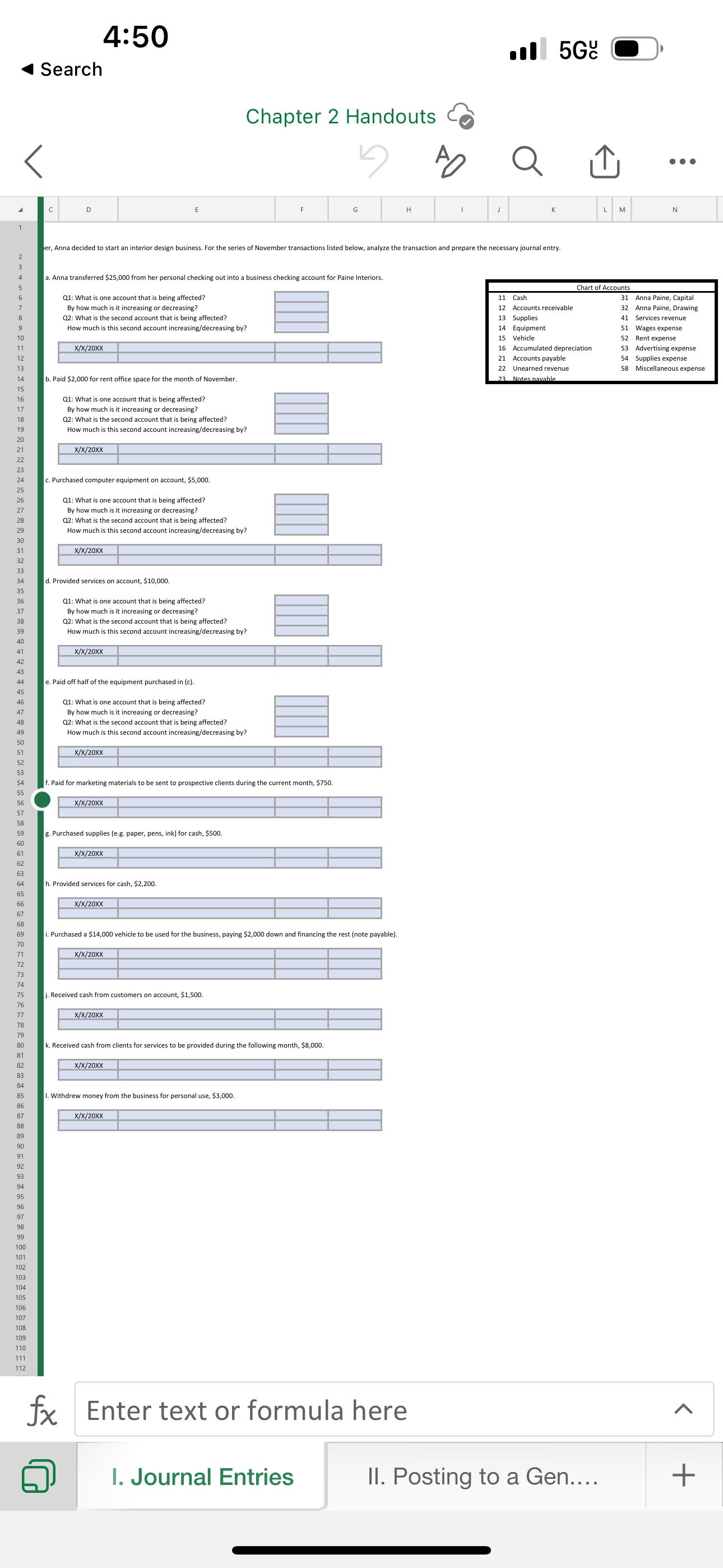 Solved 4:50Search. 5G वChapter 2 ﻿Handouts\table[[Chart of | Chegg.com