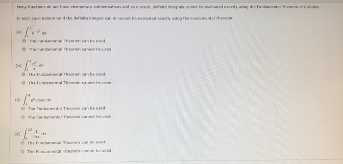 Solved Many functions do not have elementary antiderivatives | Chegg.com