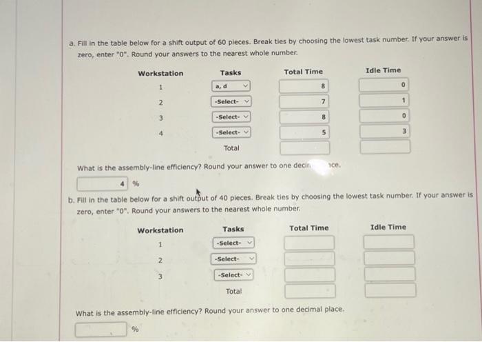 Solved Balance the assembly line shown below for (a) a shift | Chegg.com