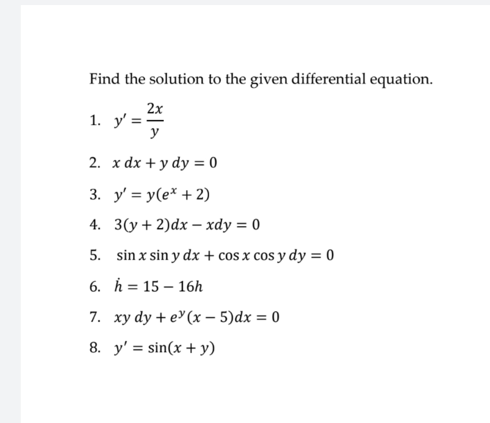 Solved Find the solution to the given differential | Chegg.com